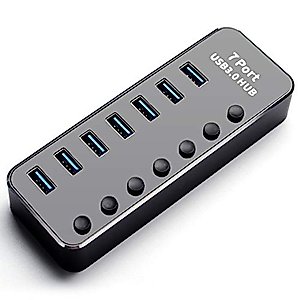 Lysee Data Cables - OPQ-Aluminum Alloy Multifunctional USB 3.0 HUB Independent Switch LED Indicator High Transmission Rate 5Gbps Support Swap - (Color: Type 2)