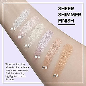 FREEORR Baked Highlighter Powder Palette, Makeup Highlighter Powder Palette Sheer Shimmering Finish Face Highlighters Makeup Iluminadores de Maquillaje #02 Mermaid Pink