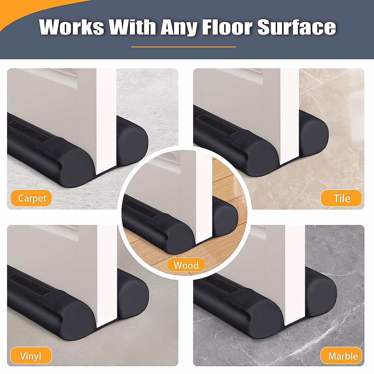 BlissTrends Door Draft Stopper Covers Gaps up to 2", Draft Stopper for Bottom of Door Soundproof, Windproof, Dustproof, Block Light, Insect Resistant, Under Door Draft Stopper 36 Inch (Black)