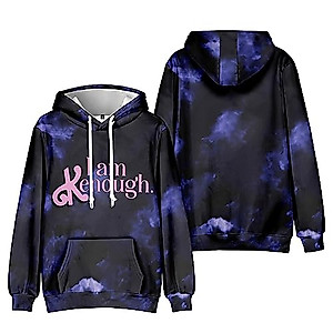 wkind olades I am Kenough Hooded Hoodie Unisex Harajuku I am enough Letter Printed Streetwear Hoodie Movie Sweatshirt Multicolor