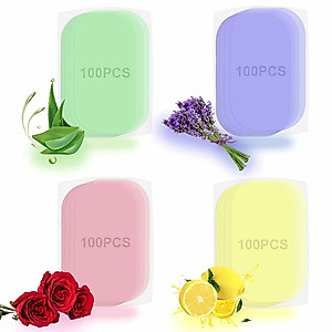 fancyou 400PCS Portable Paper Soap Sheets Refill(No Soap Box),Foaming Hand Soap for Travel,Mini Disposable Hand Washing Skin Friendly for Outdoor,Camping Hiking(Refill pack)