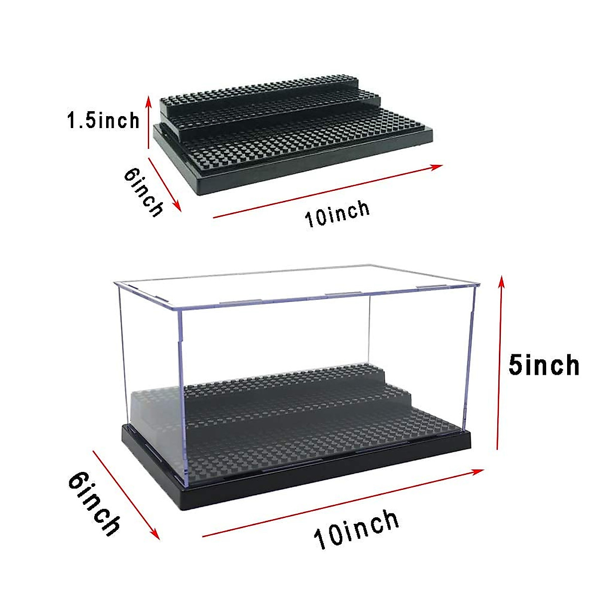 Ynotus Display Case for Minifigure Acrylic Display Box Action Figures Blocks Minifigure 3 Layers Movable Design Plastic Dustproof Storage Display Boxes Black