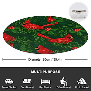 LAKIMCT Red Cardinal Bird Round Soft Baby Blankets for Boys Girls, Newborn Blanket for Suitable for Swaddling Sleep Stroller Cover Nursery Blanket, 35 Inch