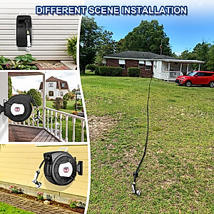 5/8" 66ft Retractable Garden Hose Reel by BSTOKCAM, Hybrid Rubber Hose, Water Hose Reels Automatic Rewind Storage, 10 Patterns Nozzle Included