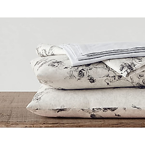 Calvin Klein Home Floral Printed Twin Duvet Cover Set of 3 Pieces -1 Duvet Cover and 2 Sham Covers, 100% Cotton 200 Tc (Light Grey)