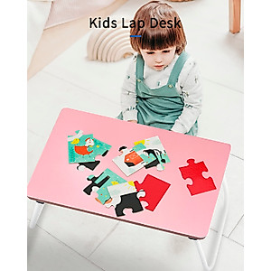 Ruxury Folding Lap Desk Laptop Stand Bed Desk Table Tray, Breakfast Serving Tray, Portable & Lightweight Mini Table for Sofa Couch Floor - Pink