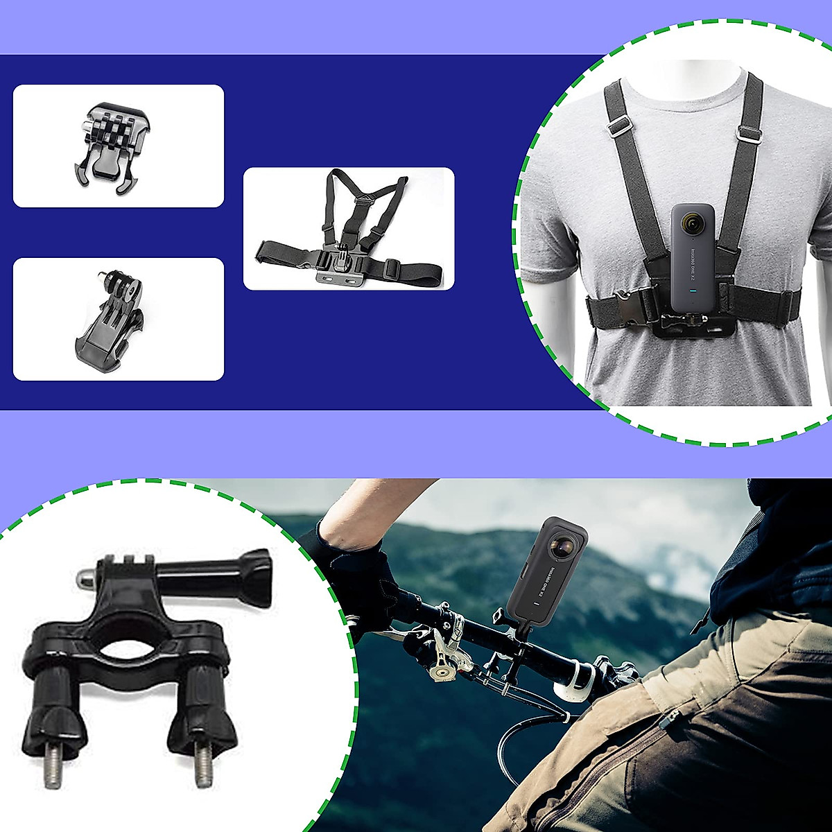 44 in 1 Action Camera Accessory Combo Kit -Compatible with Insta360 One X3,X2，One R, X，for Gopro Here 10,11