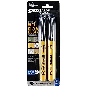 AVERY Marks A Lot UltraDuty Permanent Markers, Chisel Tip, Water Resistant, 2 Black Industrial Markers (29846)