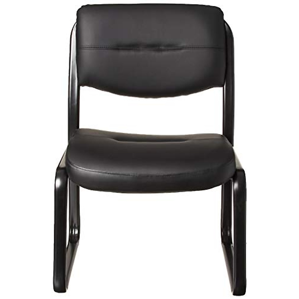 Boss Office Products Leather Sled Base Side Chair in Black
