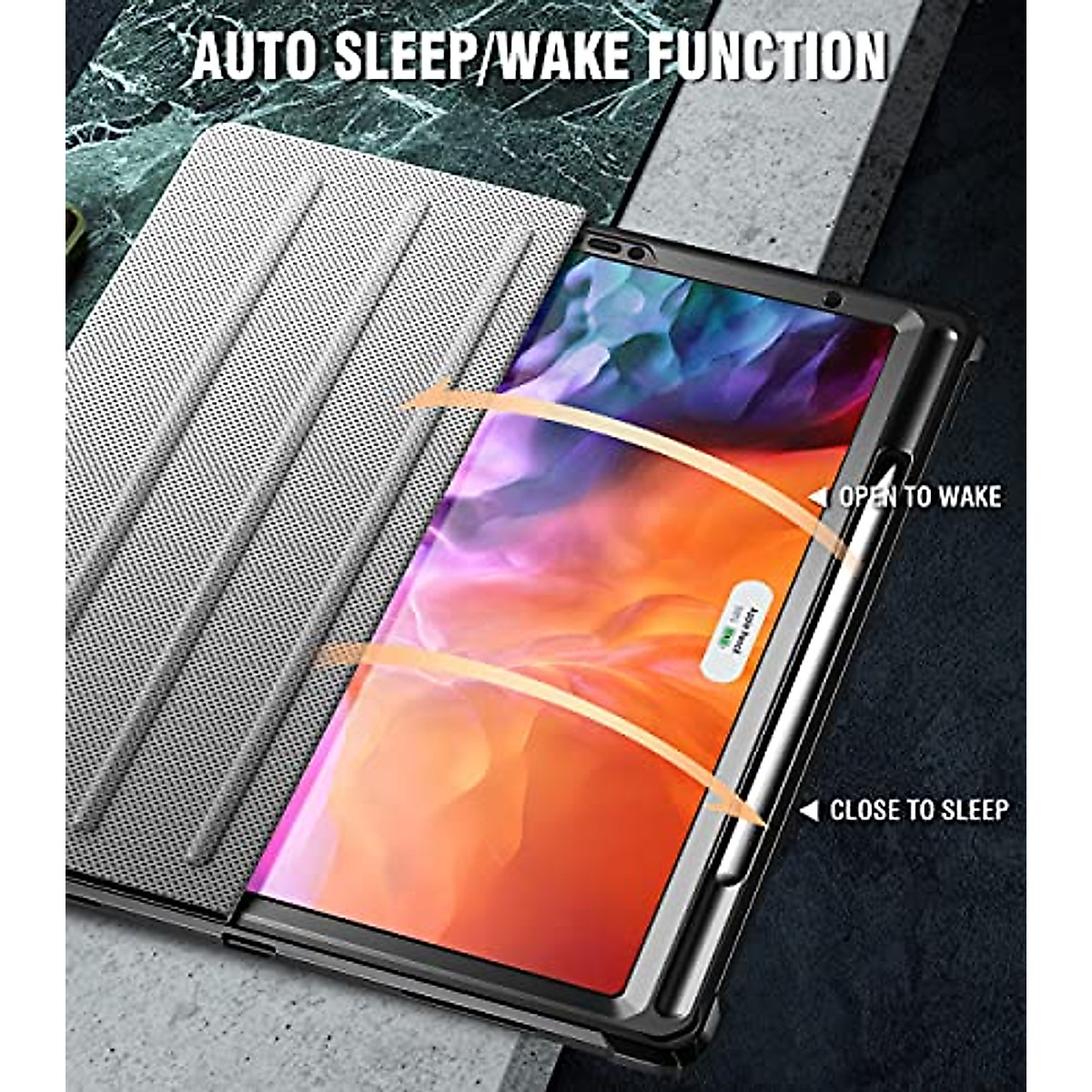 Poetic Explorer Series Designed for iPad Pro 12.9 2020 & 2018 Case, Full Body Triple Layers Tough 360 Degree Stand Folio Cover case with Built-in Screen Protector and Pencil Holder, Black