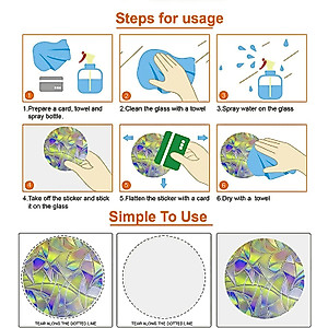 Shawula 36PCS Circle Window Clings - Anti-Collision Window Decals to Save Birds from Window Collisions,Non Adhesive Prismatic Vinyl Window Clings, Rainbow Stickers
