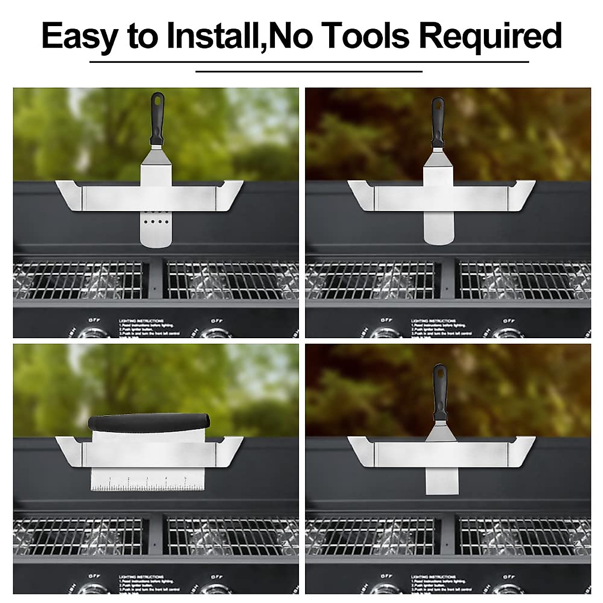 1 Pack Stainless Steel Griddle Spatula Holder, Grill Barbecue Tool Rack, Griddle Accessories for Grilling Utensils Scrapers Charcoal Grills，Compatible with Blackstone Camp Chef Royal Gourmet