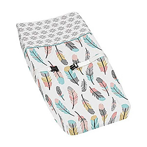 Feather Collection Girls Baby Changing Pad Cover