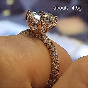 Kuyiuif Rose Gold Cubic Zirconia Promise Rings Grown Halo Engagement Ring for Women Ideal Engagement Ring (8)