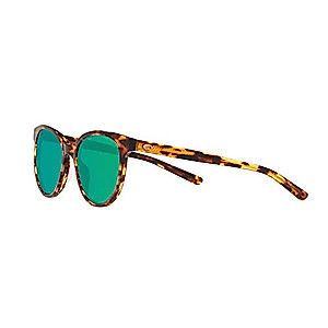 Costa Del Mar Womens Isla Round Sunglasses, Shiny Tortoise/Copper Green Mirrored Polarized-580G, 53 mm