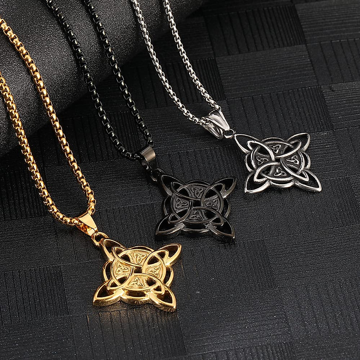 NIGHTCRUZ Witches Knot Necklace, Celtic Knot Pendant with Triquetra Trinity