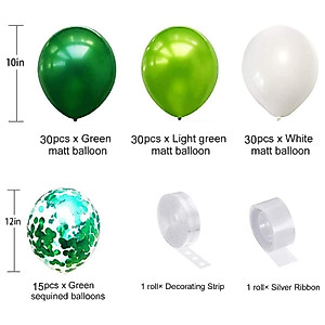 Balloon Garland Arch Kit Green, 107PCS Green White Balloon Arch Kit Balloon Garland, Latex Balloons With Confetti Balloons For Birthday Decoration Wedding Baby Shower Decoration Jungle Party Supplies