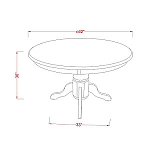 East West Furniture SHFL3-WHI-01 3 Piece Dining Room Table Set Contains a Round Kitchen Table with Pedestal and 2 Cream Linen Fabric Parson Dining Chairs, 42x42 Inch, Linen White