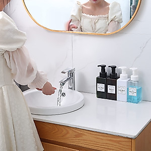 OFODE 17oz Foaming Soap Dispenser with Pump for Shampoo Body Wash Dish Liquid Soap Refillable Plastic Empty Foaming Hand Soap Dispenser with Lables for Kitchen Sink Bathroom Clear 4Pack