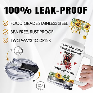 NIAXAUYT Chicken Gifts for Women - Chicken Tumbler Cup 40 oz - Funny Gifts for Chickens Lovers/Mom/Lady - Just a Girl Who Loves Chickens Themed Stainless Steel Mug, Sunflower