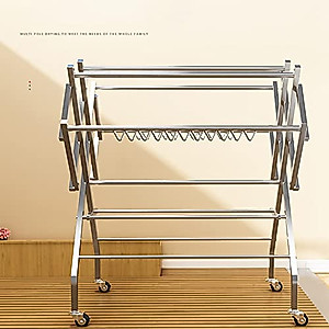Colcolo Foldable Clothes Drying Rack, Indoor and Outdoor Clothes Hanger Drying Poles Movable Floor Drying Rack for Quilts Quilt Cover Shoes Towel, Style A