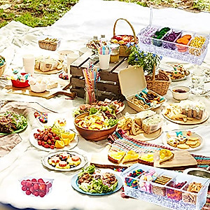 YOUBET Ice Chilled Condiment Server with 5 Removable Compartments-Ice Chilled Party Platter-Serving Tray Container-Plastic Storage Food Container Perfect for Wedding/Parties