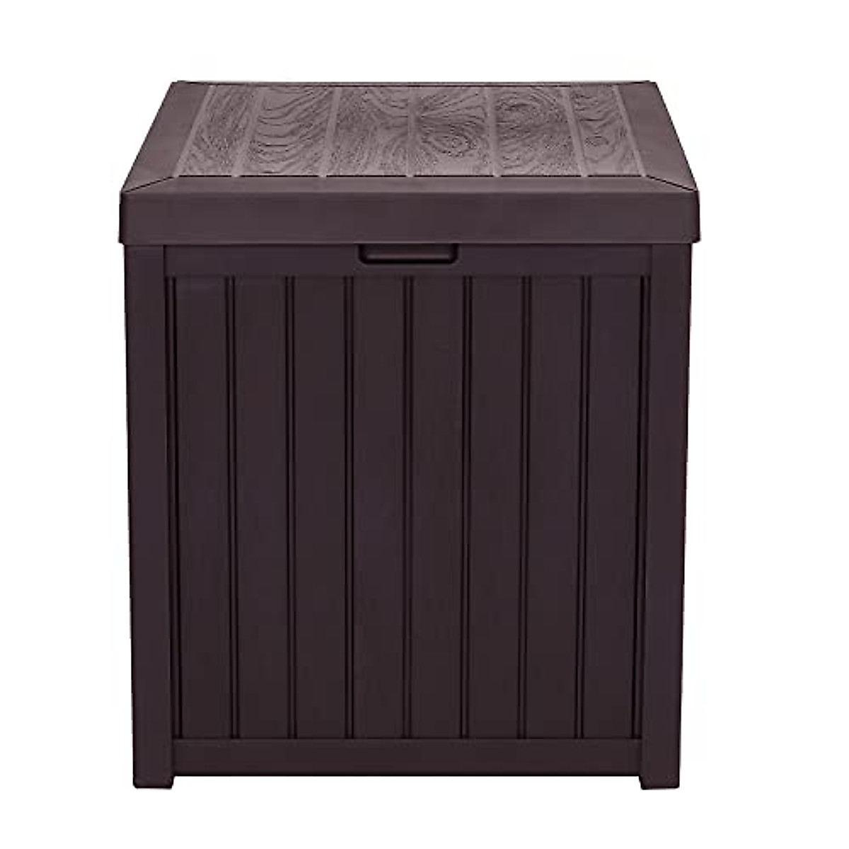 Volowoo 51Gallon Small Deck Box,Waterproof Plastic Lockable Indoor/Outdoor Storage Container and Seat for Patio Cushions and Gardening Tools,Store Items on Patio, Garage, Yard (Brown)