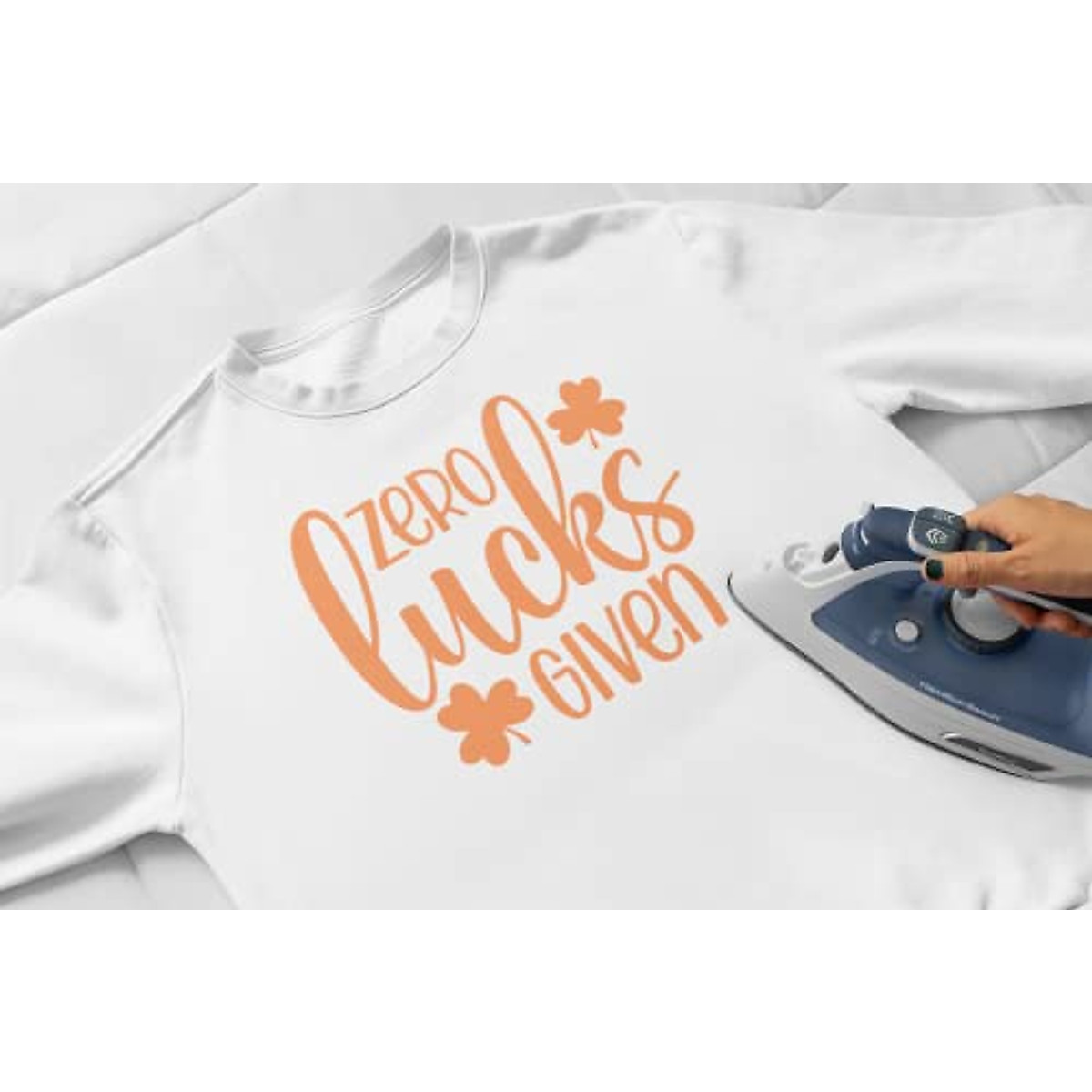 St Patricks Day, Zero Lucks Given Iron On Decal, Tshirt Decal, St Patricks Day Shirt, Heat Transfer, Applique, Iron On Patch, Shamrock Decal, Iron On Almost Anything in 5 Min. (Old Gold Glitter)