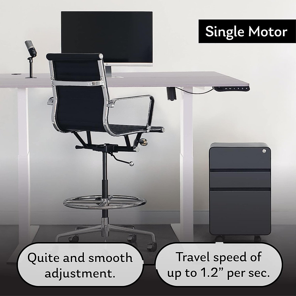 Generic Electric Standing Desk - Adjustable Height Desk with Laptop Stand, Sit Stand Desk, Riser Table (48 inch x 24 inch), Smoothly and Quietly Adjust from 27 to 45 inches, White Frame, Gray Desktop