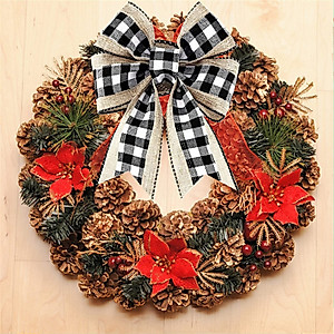 2 Rolls 12 Yards Buffalo Plaid Ribbons Burlap Wired Edge Plaid Ribbons 1.5 Inch Wide Check Gingham Fabric Craft Ribbon for Gift Wrapping DIY Bows Decoration Home Party Decor