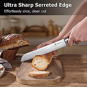 PAUDIN Bread Knife 8 inch, Ultra Sharp Serrated Knife, German High Carbon Stainless Steel, Bread Cutting Knife, Professional Grade Serrated Bread Knife, with Ergonomic Handle and Gift Box