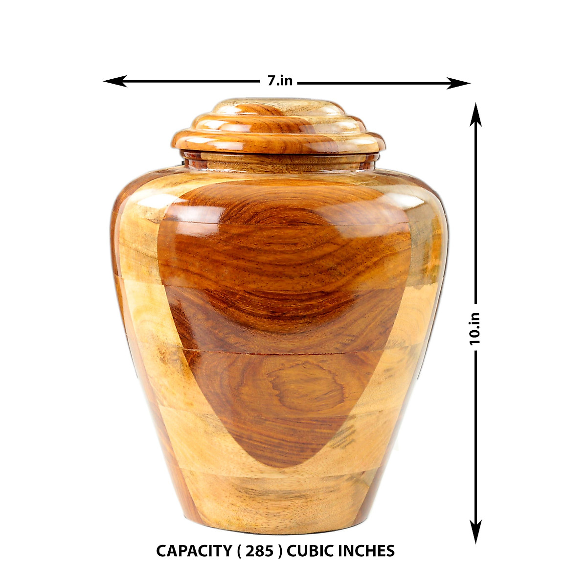 Handmade Mix Wood Urn | Cremation Ash Human Ashes Handcrefted Turn Wood Beautiful Urn | Male & Female Ashes Large Natural Wood & Natural Colour Adult Pet