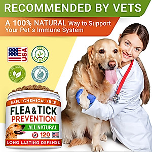 STRELLALAB Natural Flea and Tick Prevention Chews for Dogs - Chewable Tablets for Dogs - All Breeds and Ages - Made in USA Flea and Tick Remover Supplement - Bacon - 120 Treats