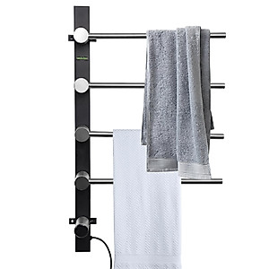 Wall Heated Towel Rack - Wall Mounted Electric Towel Rack for Bathroom | Temperature Control Heating Electric Drying Rack for Bathroom, Hotel, Apartment, Gym, and Kitchen