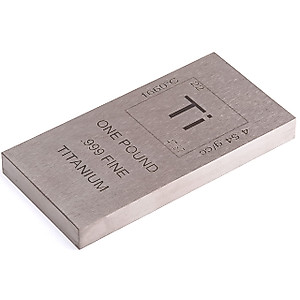 Titanium Bar - 1lb Laser Engraved .999 Pure Bullion Bar Chemistry Element Design by Unique Metals