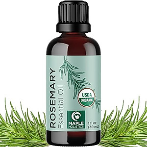 Certified Organic Rosemary Oil for Hair - Pure USDA Organic Rosemary Essential Oil for Hair Skin and Nails Plus Aromatherapy - Organic Hair Oil for Dry Scalp Treatment and Enhanced Volume and Shine