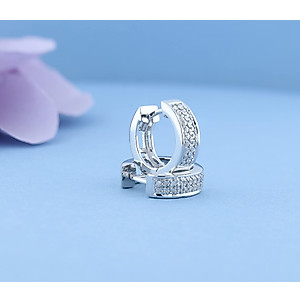 Dazzlingrock Collection Round White Diamond Double Row Unisex Hoop Earrings in 10K White Gold