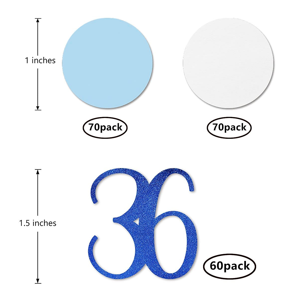 Blue Glitter 36 Confetti, 36th Birthday Number Confetti, 200pcs Anniversary Party Table Decoration Supplies
