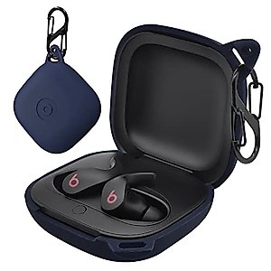 leChivée for Beats Fit Pro Case Cover 2021, Soft Silicone Beats Fit Pro Earbuds Cover Anti-Lost Protector Case with Carabiner Compatible with Beats Fit Pro Earbuds (Blue)