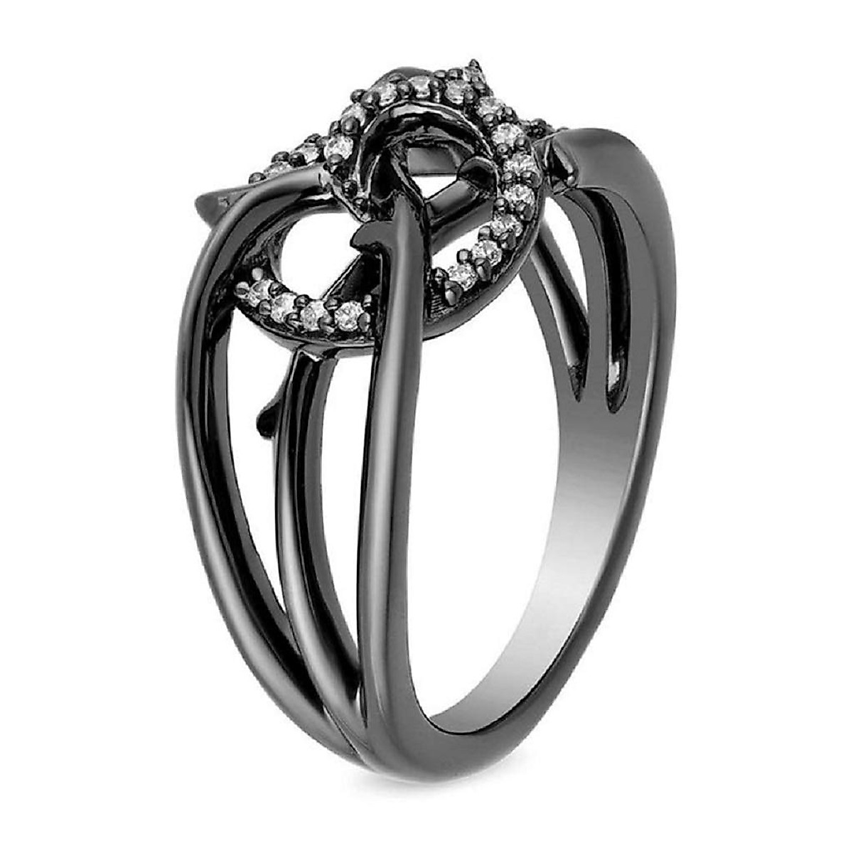 Ritika Created Round Cut White Diamond in 925 Sterling Silver 14K Black Gold Over Enchanted Villains Maleficent Diamond Wedding Engagement Ring for Women's
