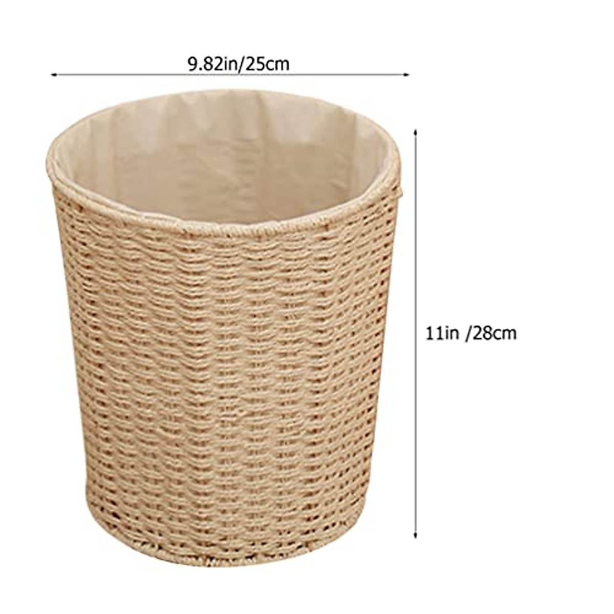Zerodeko Woven Baskets Rattan Trash Can Wicker Waste Basket Woven Wastebasket Rustic Farmhouse Laundry Storage Basket Bin for Living Room Bedroom Bohemian Decor Beige Wicker Hamper