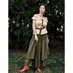 Scarlet Darkness Renaissance Pirate Leather Ring Belt Goth Retro Belt Green