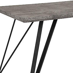 Merrick Lane Maya Rectangular Dining Table Faux Concrete Finish Kitchen Table with Retro Hairpin Legs