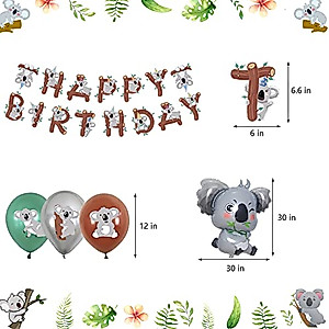 Moptrek Birthday Party Decorations Supplies with Koala Birthday Banner,Koala Foil and Latex Balloons,Cake Topper and Cupcake Toppers for Kids Koala Themed Birthday Party or Baby Shower Decorations