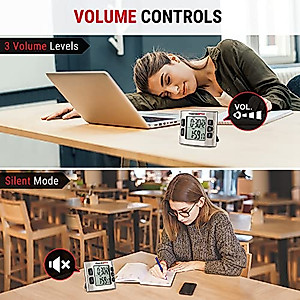 ThermoPro TM02 Digital Kitchen Timer with Dual Countdown Stop Watches Timer/Magnetic Timer Clock with Adjustable Loud Alarm and Backlight LCD Big Digits/ 24 Hour Digital Timer for Kids Teachers