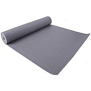 Signature Fitness All-Purpose 1/4-Inch High Density Anti-Tear Exercise Yoga Mat with Carrying Strap , Gray