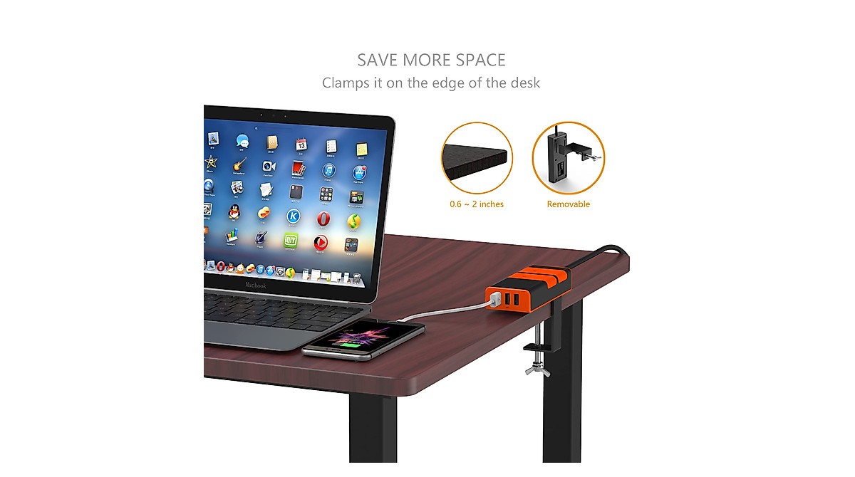 Surge Protector Power Strip Metal Desk Mount Clamp,Under Desk Mount USB ...