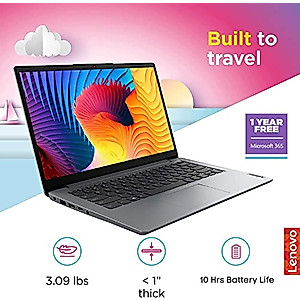 Lenovo 2022 Ideapad 1i 14.0" HD Laptop, Intel Pentium Silver N5030 Processor, 4GB RAM, 128GB SSD, Intel HD Graphics, HD Webcam, Gray, Win 11 S, 1 Year Office 365, 32GB SnowBell USB Card