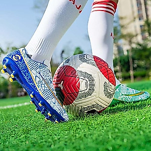 Niber Womens Mens Soccer Cleats Low Top AG Spikes Lace-Up Non-Slip Outdoor Sports Athletic AG FG Football Baseball Football Turf Sneaker