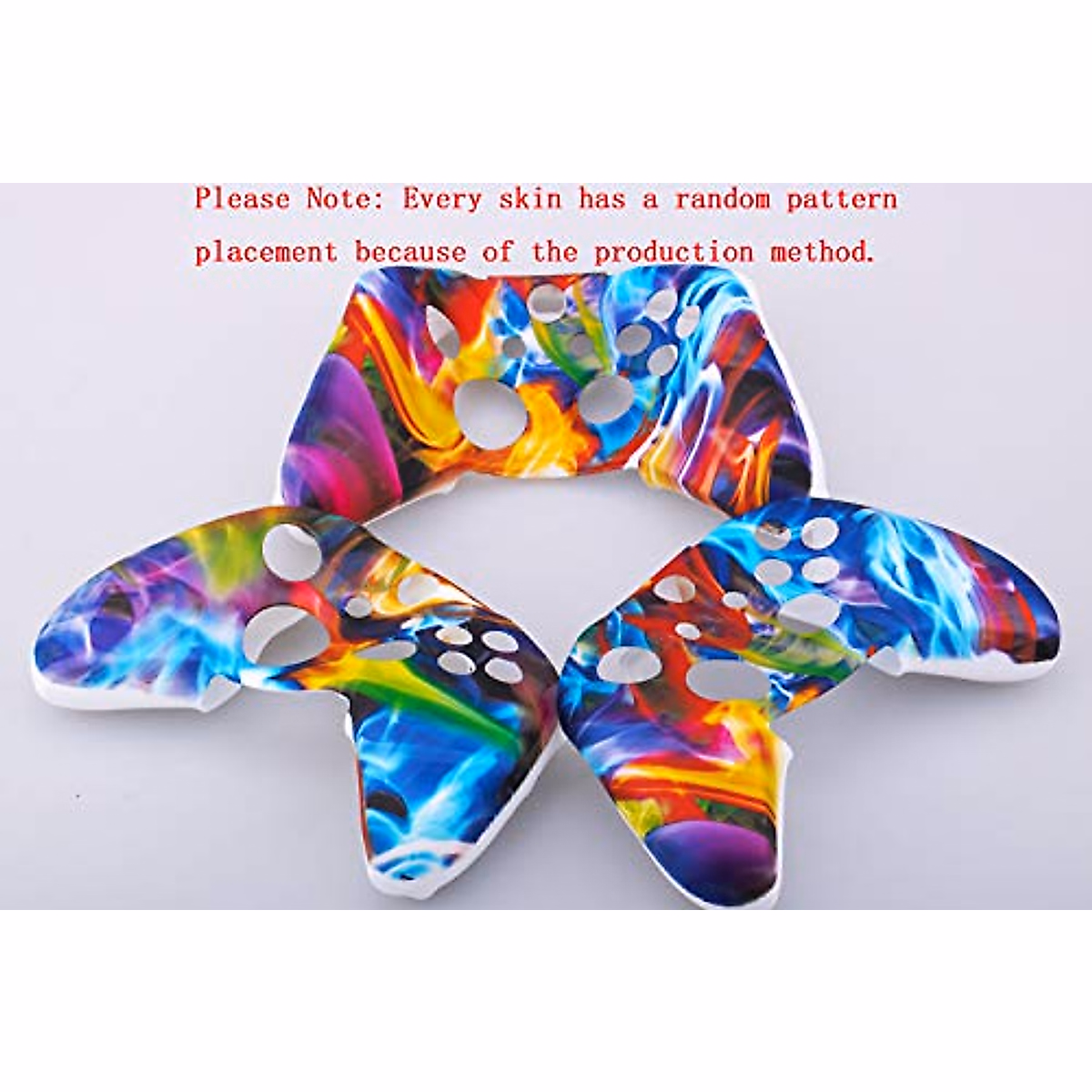 YoRHa Printing Rubber Silicone Cover Skin Case for Xbox One S/X Controller x 1(Colourful Stream) with Thumb Grips x 10